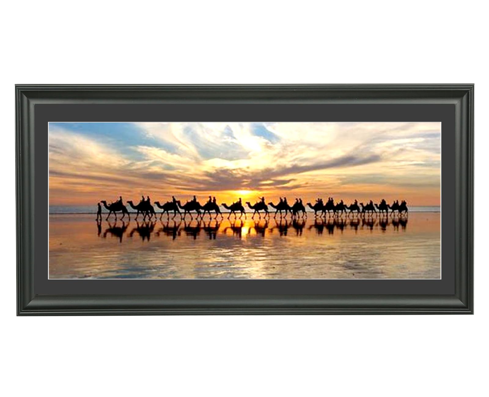LTYHHK 10x22 Panoramic Picture Frames Solid Wood with 8x20 Black Mat ...