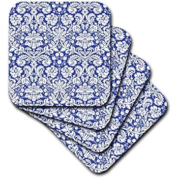 Amazon.com: 3dRose cst_151455_4 Royal Blue and White Damask Pattern ...
