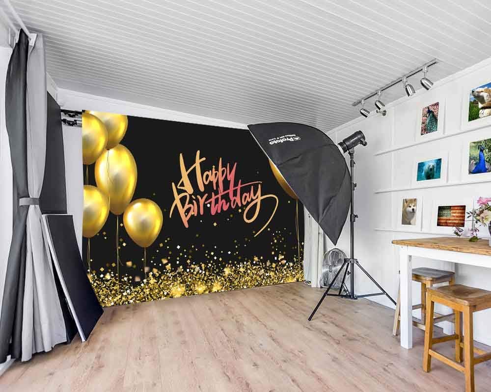 LYLYCTY 7x5ft Golden Balloon Background for Adults Birthday Party Happy ...