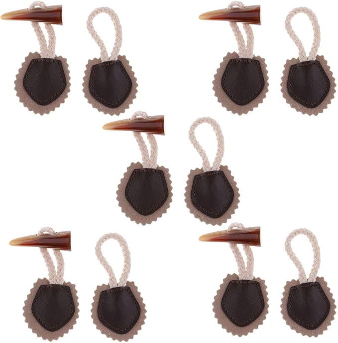 6 Pair Khaki Leather Horn Toggle Buttons Resin Horn for Bags Coat ...