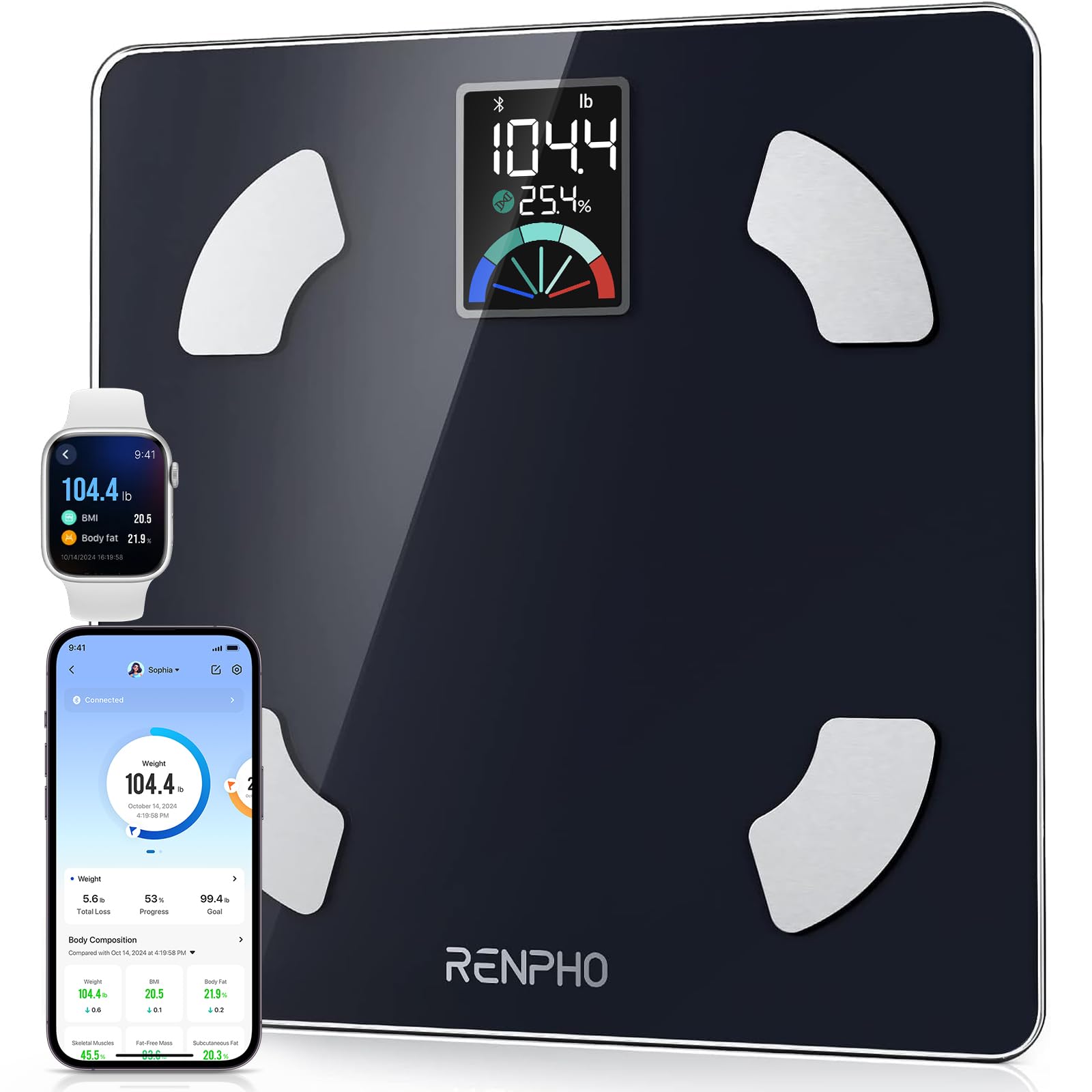 Mua RENPHO Body Fat Scale, Smart Scale with Large Colored VA Display ...