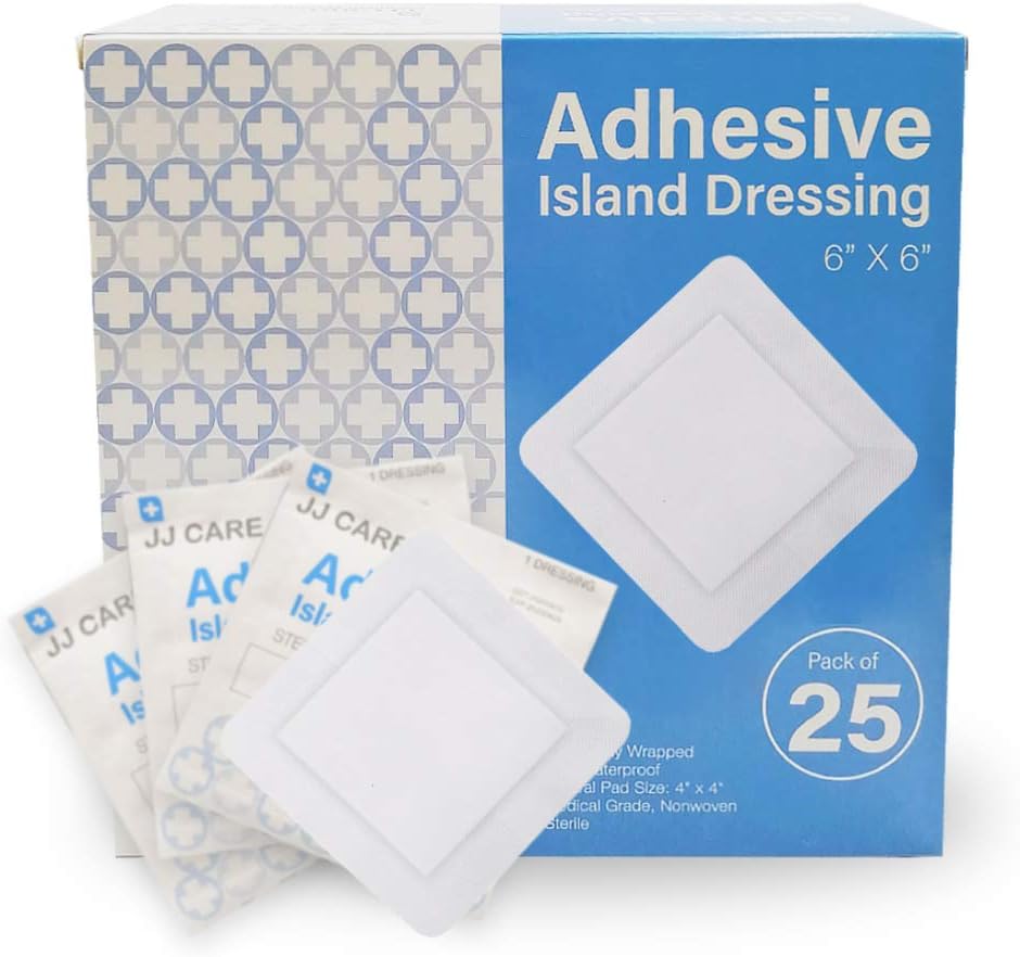 [Pack of 25] 6x6 inches Adhesive Island Dressing - Sterile Bordered Gauze Pads - Adhesive Wound ...
