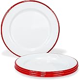 Amazon.com | Red Co. Set of 4 Enamelware Metal 10” Round Camping Plates ...