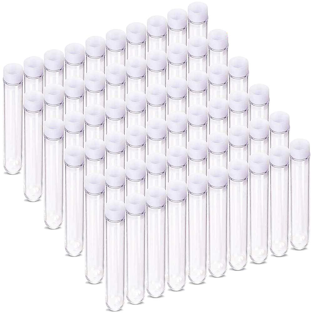 DEPEPE 60 Pcs 13x75mm Clear Mini Plastic Test Tubes with Caps (6ml ...