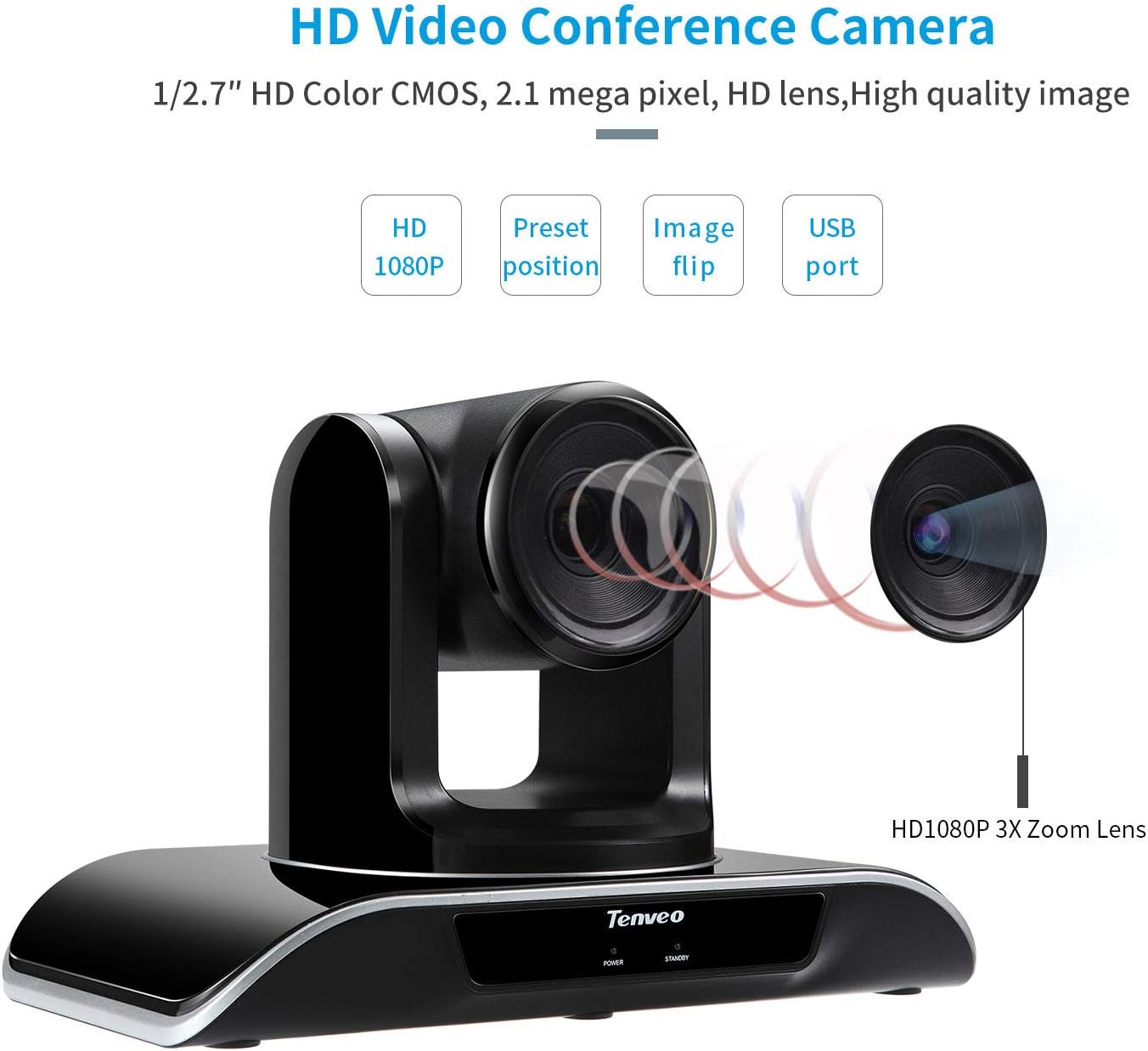 Tenveo Conference Room camera 3X optical zoom Full HD 1080p USB PTZ ...