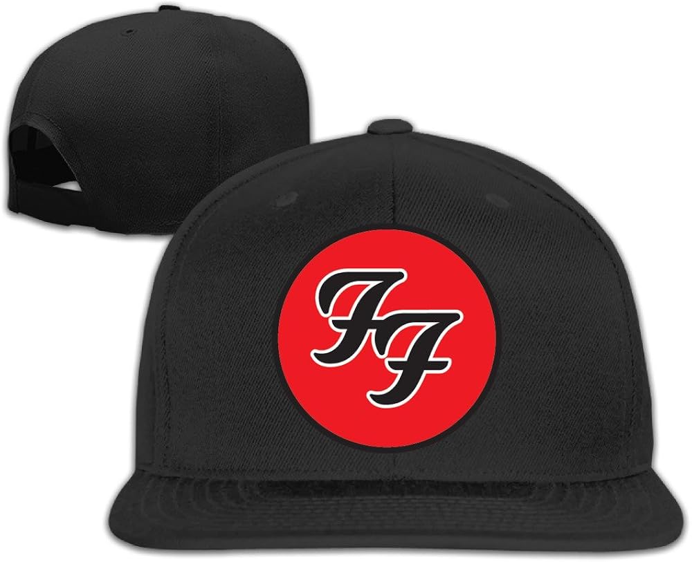 Foo Fighters Band Logo Embroidery Flat Bill Hats Black Adjustable ...