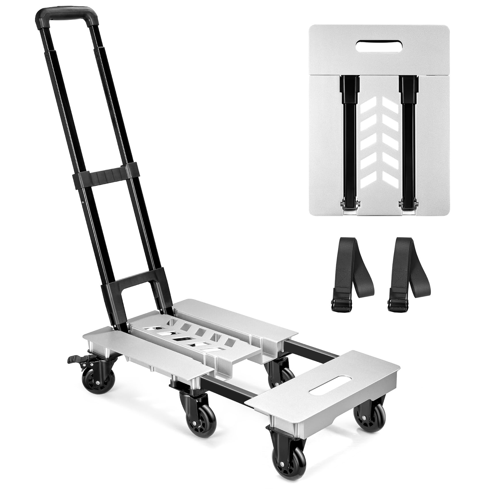 KEDSUM Aluminum Panel Folding Hand Truck Dolly, 90 & 135° Foldable ...