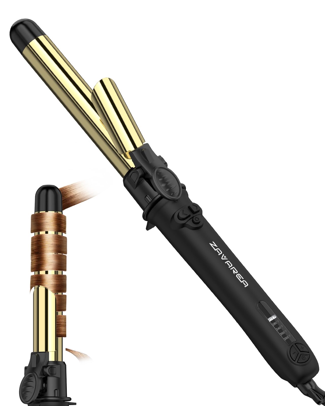 Rotating Curling Iron 1 Inch for All Hair Types-Rapid Heating Automatic ...