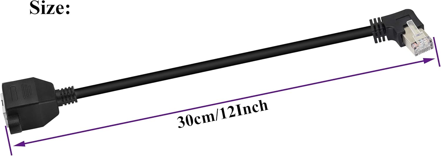 AAOTOKK Cat 6 Ethernet Cable 90 Degree Down Angle RJ45 Male to Female ...