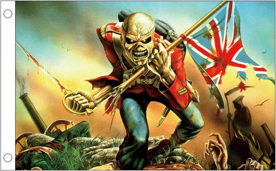 QSUM Heavy Metal Gift Flag - Skull Skeleton Soldier England Banner ...