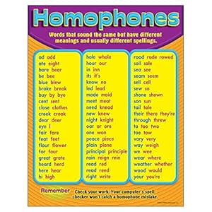 Amazon.com: Trend Enterprises Inc. Homophones Learning Chart, 17" x 22 ...
