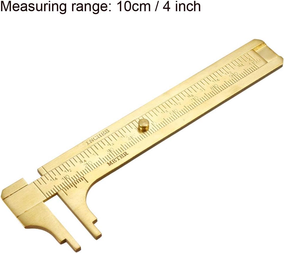 sourcing map Vernier Caliper 10cm 4 Inch Metric Double Scale Copper ...
