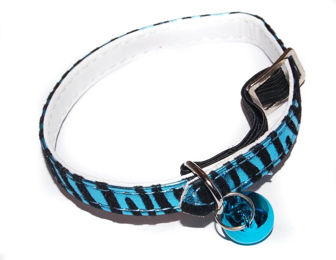 Pet Palace (BOLD BLUE Jungle Puss Cat Kitten Collar with jaguar stripes ...