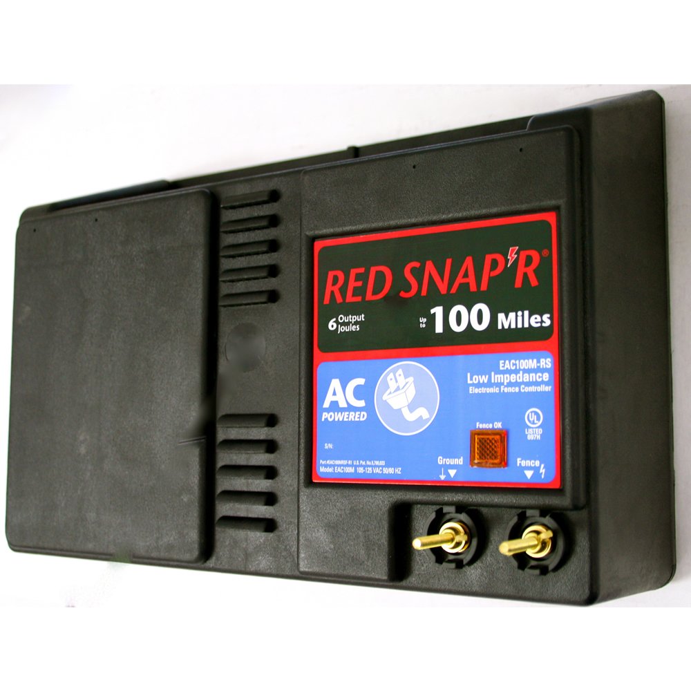 Red Snap'r EAC100M-RS 100-Mile AC Low Impedance Fence Charger ...