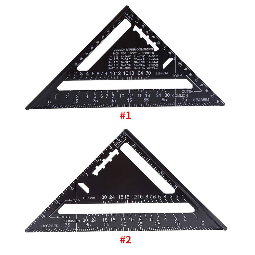 7 Inch Triangle Ruler, Metric Aluminum Alloy Black Roof Protractor High ...