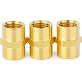 ChillWaves Brass Pipe Fitting, Hex Coupling 1/4" NPT Female x 1/4" NPT Female Thread Adapter(12 ...