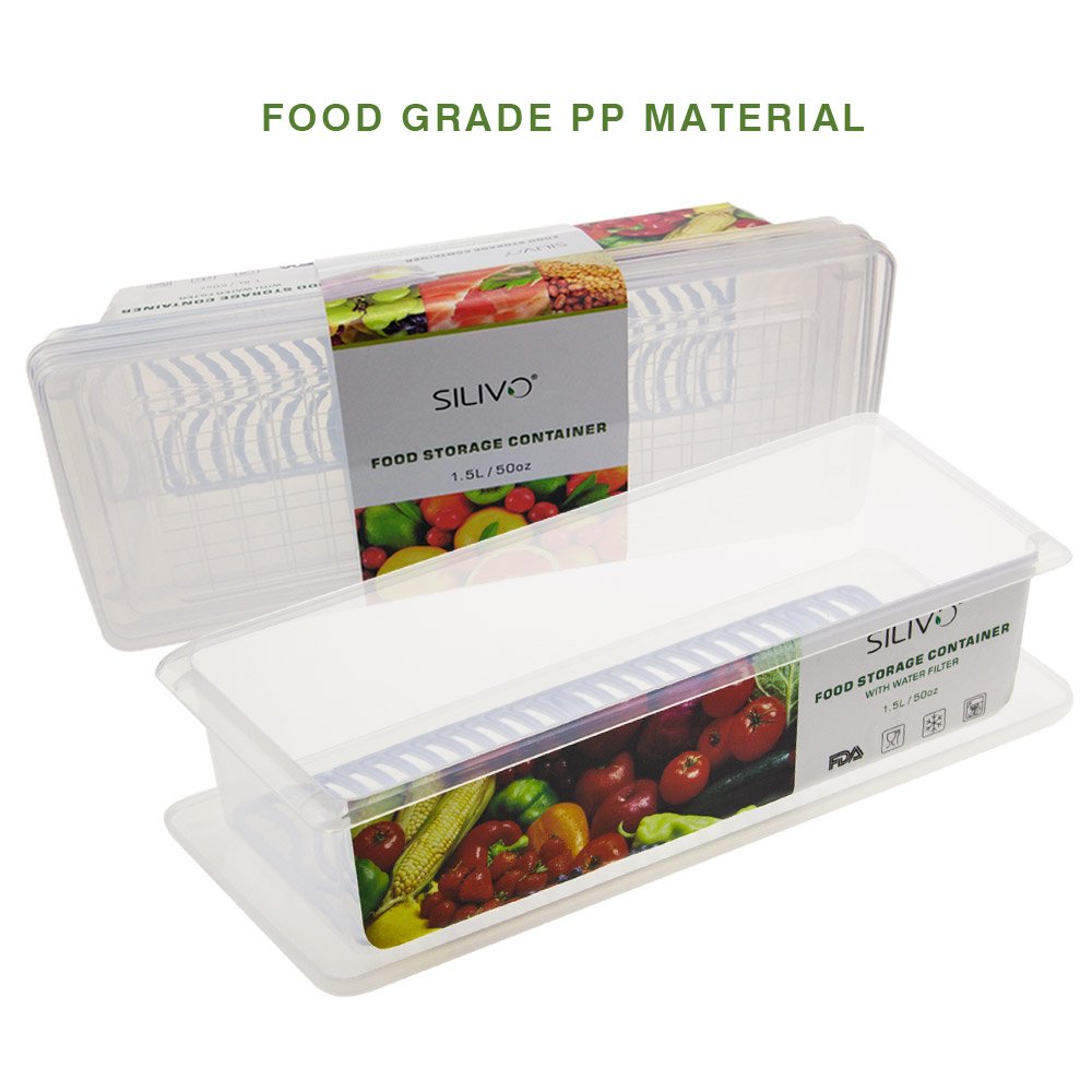 Food Storage Containers, 3 x 1.5L Fridge Organizer Case with Removable ...
