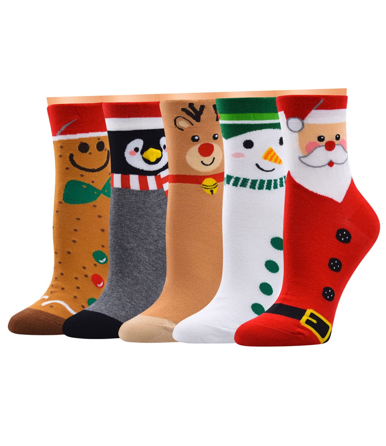 HABUAETY Women Christmas Socks Fun Funny Ankle Sock Ladies Girls Adult Xmas Holiday Gift 5 Pairs ...