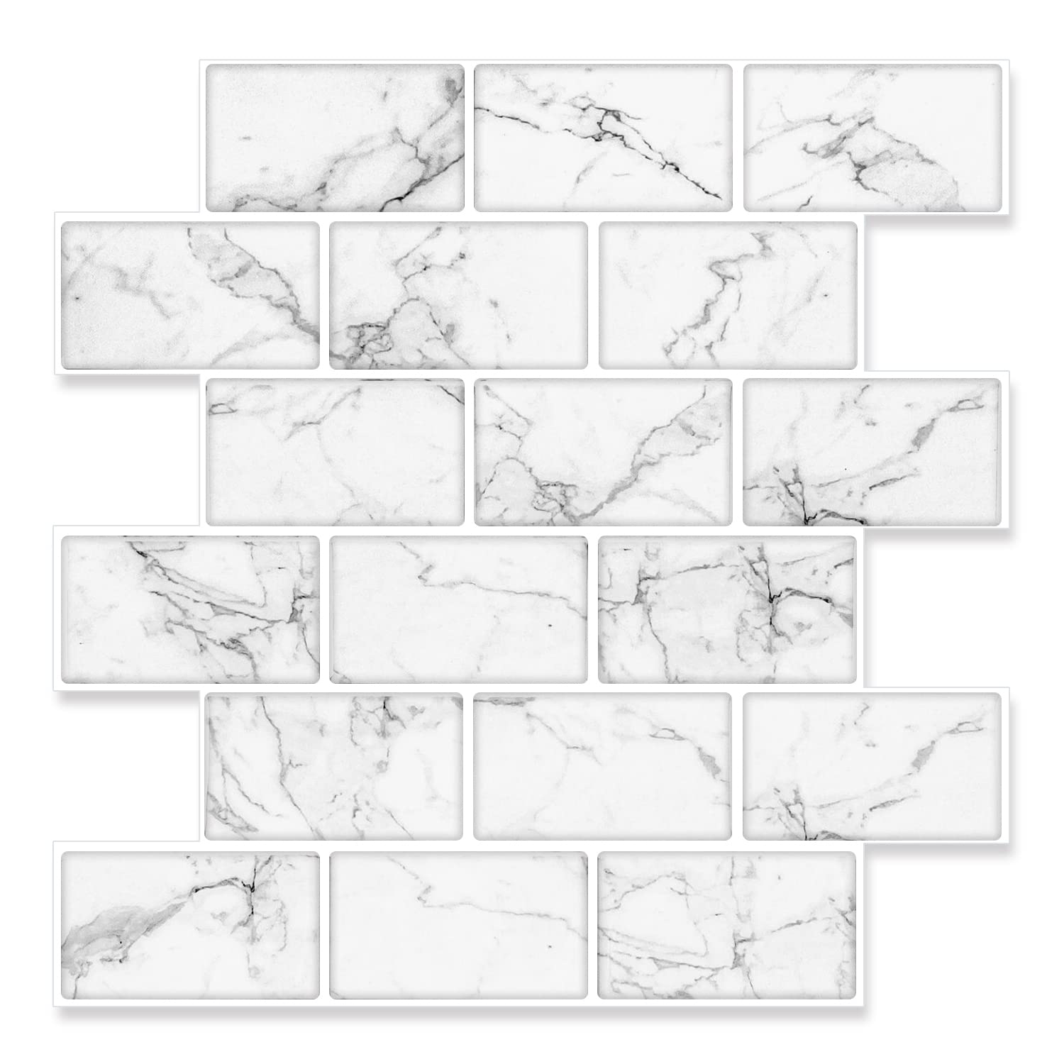STICKGOO 10-Sheet Subway Tiles Peel and Stick Backsplash, Marble Look ...