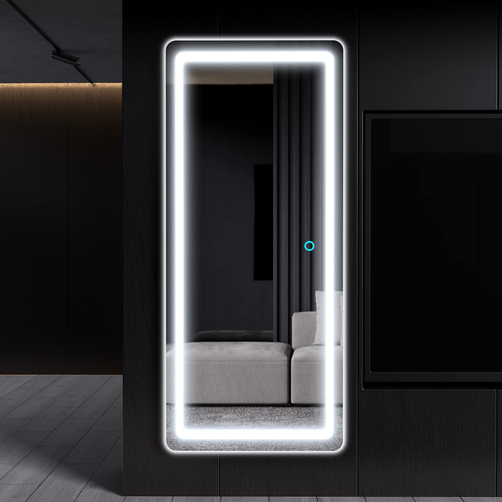 Mua LVZORY 40"x19" Door Mirror with Hooks and LED Lights - Wall Mounted ...