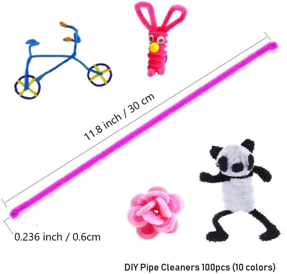 MOREFUN Chenille Pipe Cleaners Craft Kit, Pompoms Wiggle Googly Eyes ...