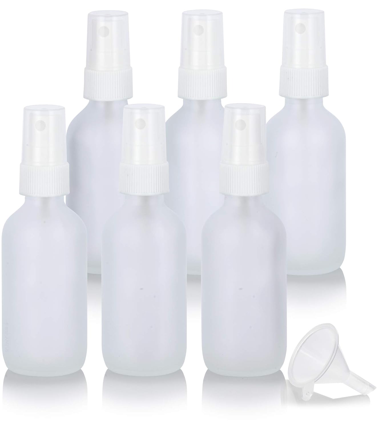 Amazon.com: 2 oz Frosted Clear Glass Boston Round White Fine Mist Spray ...