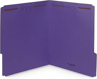 Amazon.com : 50 Purple File Folders with Fasteners, 1/3 Cut Reinforced ...