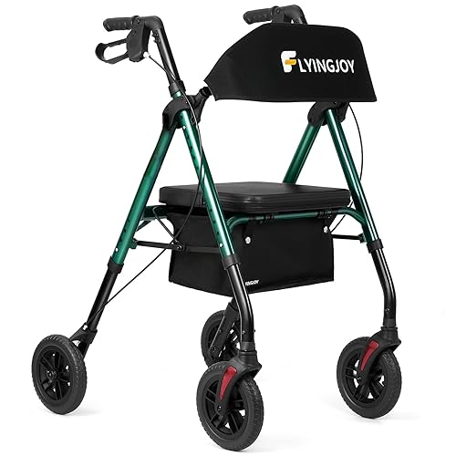 Rollator Walker Green 8" Large 4 Wheels Rollator Walkers for Seniors ...