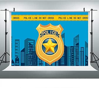 Police Party Backdrop for Photography, 9x6FT, City Skyline Police ...