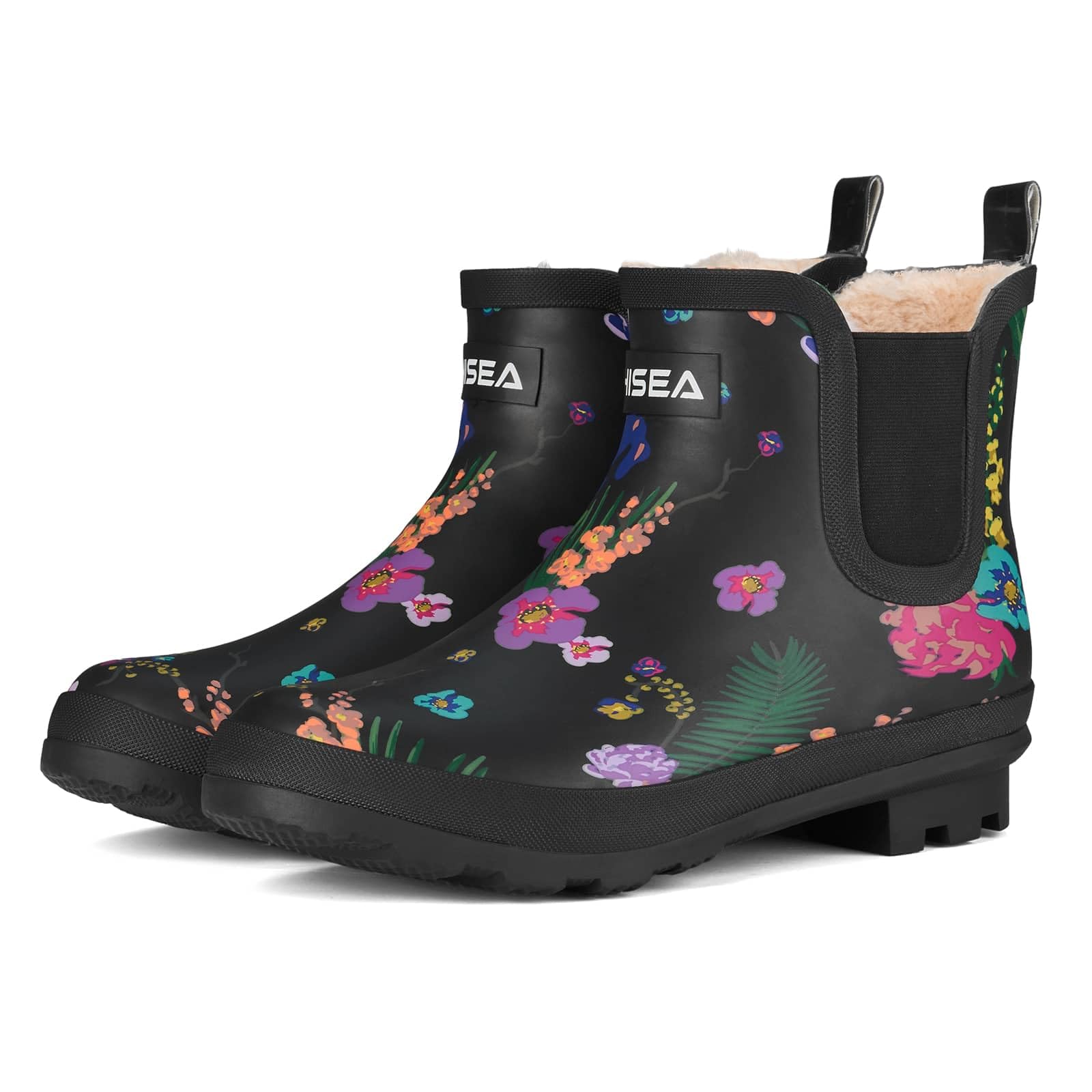 HISEA Women's Plush Rain Boots Waterproof, Chelsea Rubber Booties Women ...