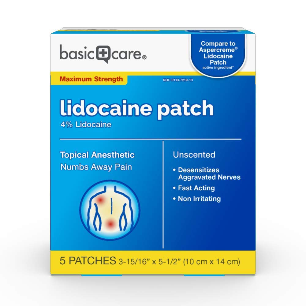Amazon Basic Care Lidocaine Patch, 4% Lidocaine, Topical Anesthetic ...