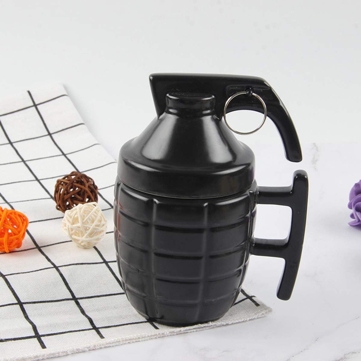 Grenade Mug, Ceramic Coffee Cup, with Lid, Personalized Military Fan's ...