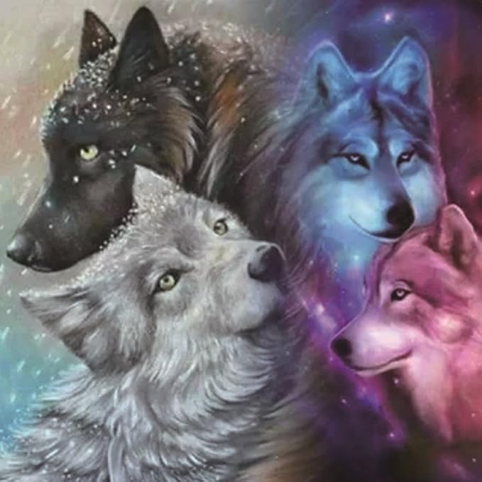 DIY Diamond Painting Full Drill Wolf Round Rhinestones Animal Diamond ...