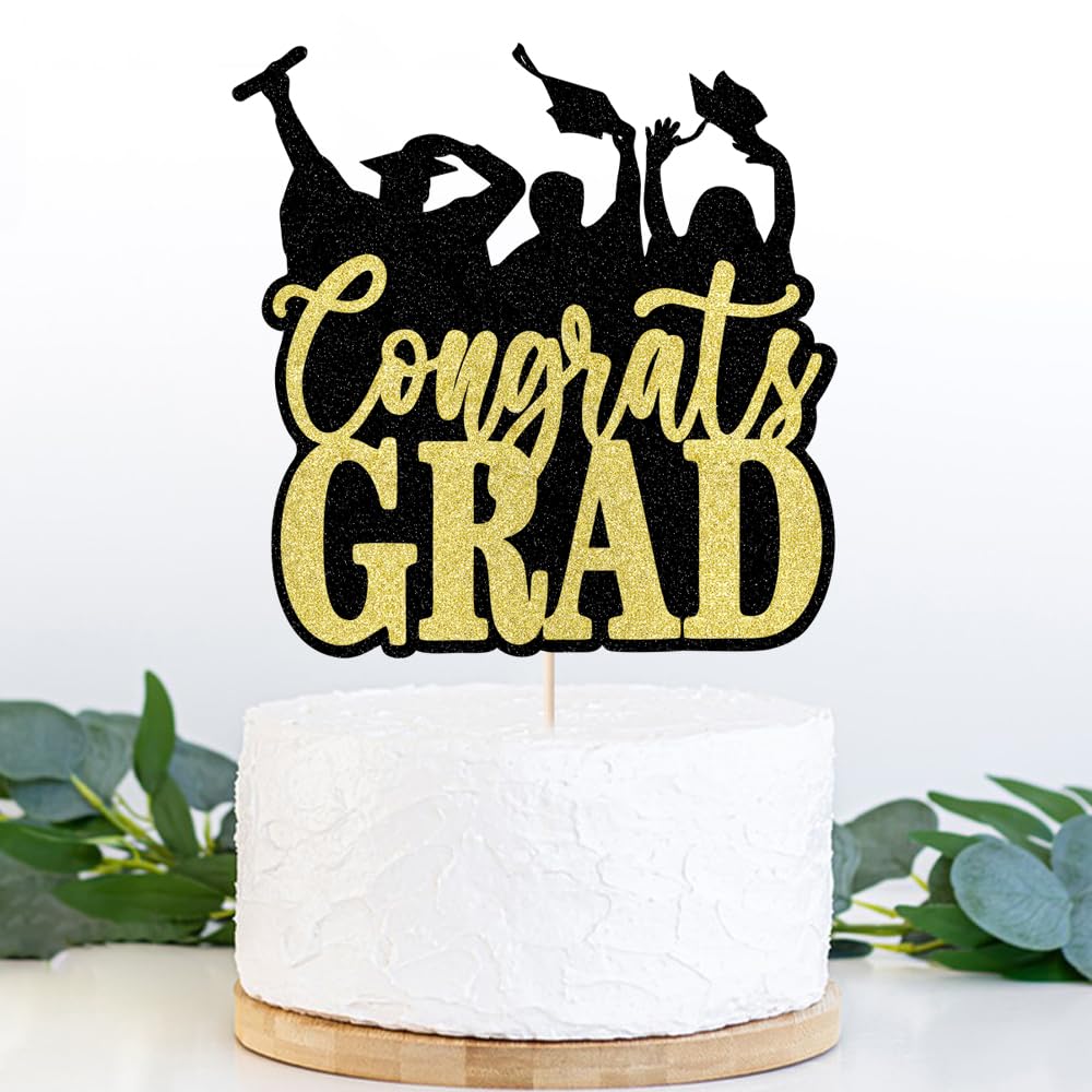 Auteby Glitter Congrats Grad Cake Topper, Class of 2024 Cake Topper ...