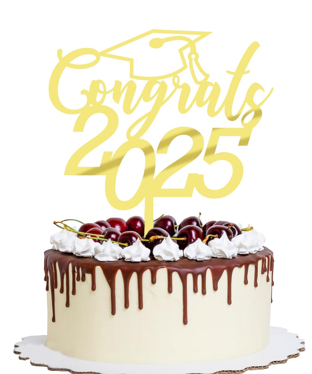 YQLXDHBD Acrylic Congrats 2025 Cake Topper?Glitter Diploma Grad Cap ...