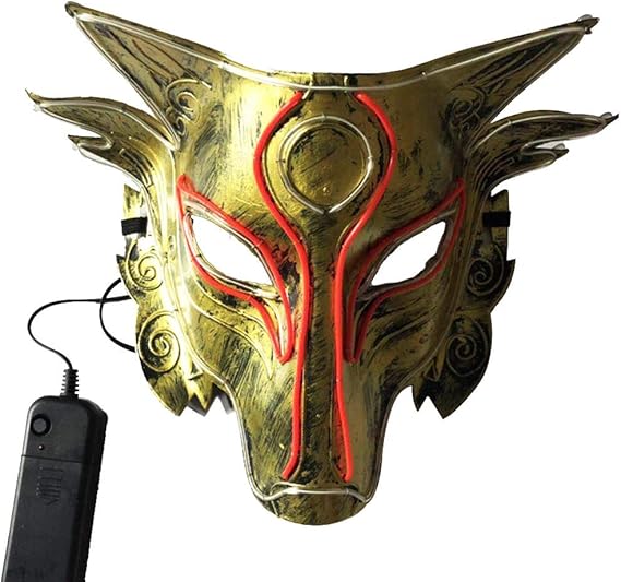 Amazon.com: Amosfun Halloween Wolf LED Mask Wolf Head Light Up Mask ...