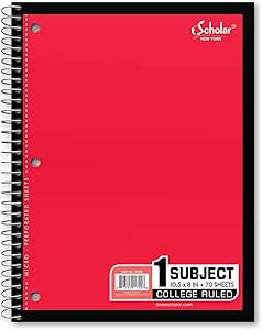 Amazon.com : iScholar 1-Subject Wirebound Notebook, 70 Sheets, College ...