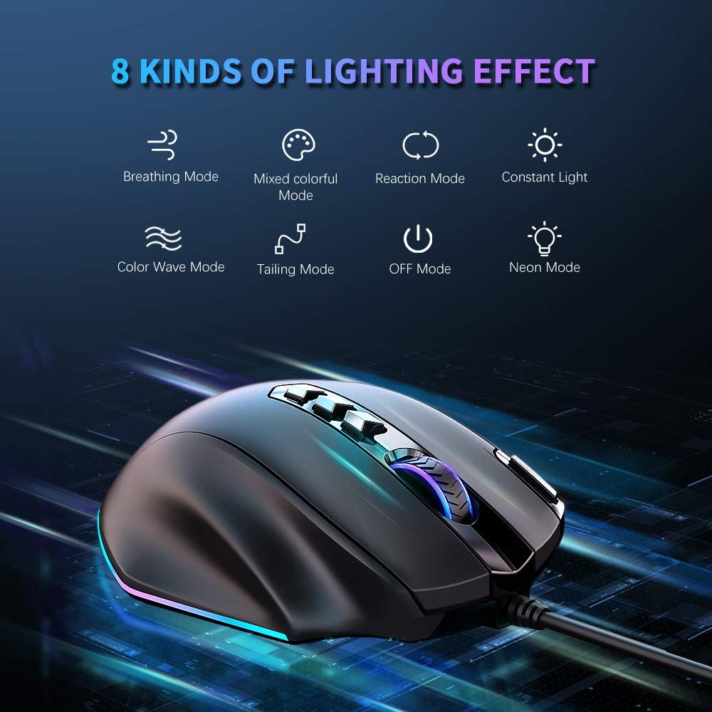 TECKNET Gaming Mouse, 10000DPI Programmable Wired Gaming Mice, 11 ...