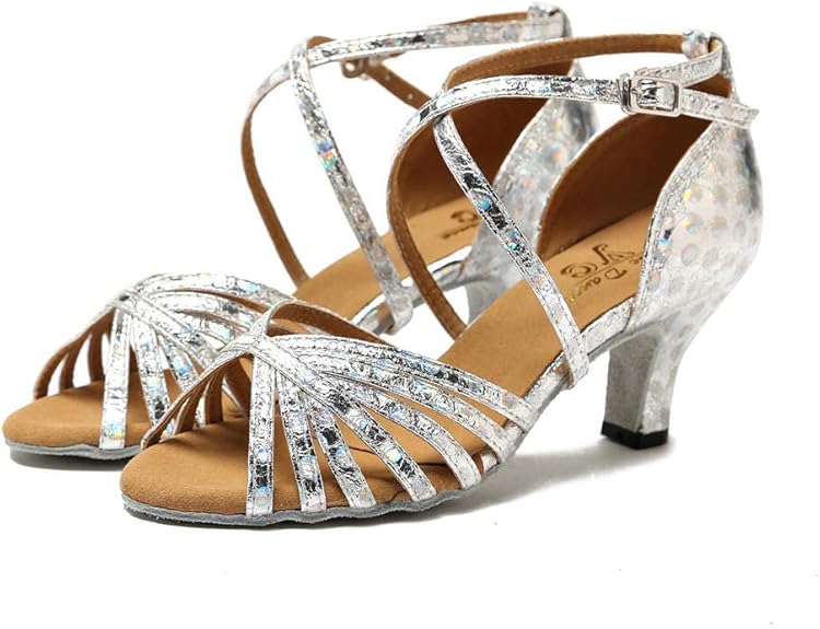 Calzado De Danza Latino para Mujer,Zapatos De Baile Estándar De Tacón ...