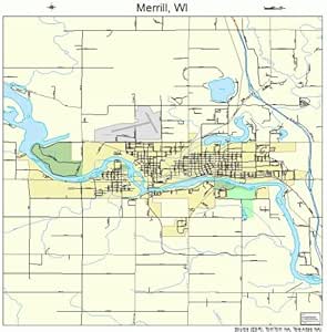 Large Street & Road Map of Merrill, Wisconsin WI - Printed poster size ...