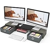 Amazon.com: WESTREE Dual Monitor Stand Riser with Two Drawers, Extra ...
