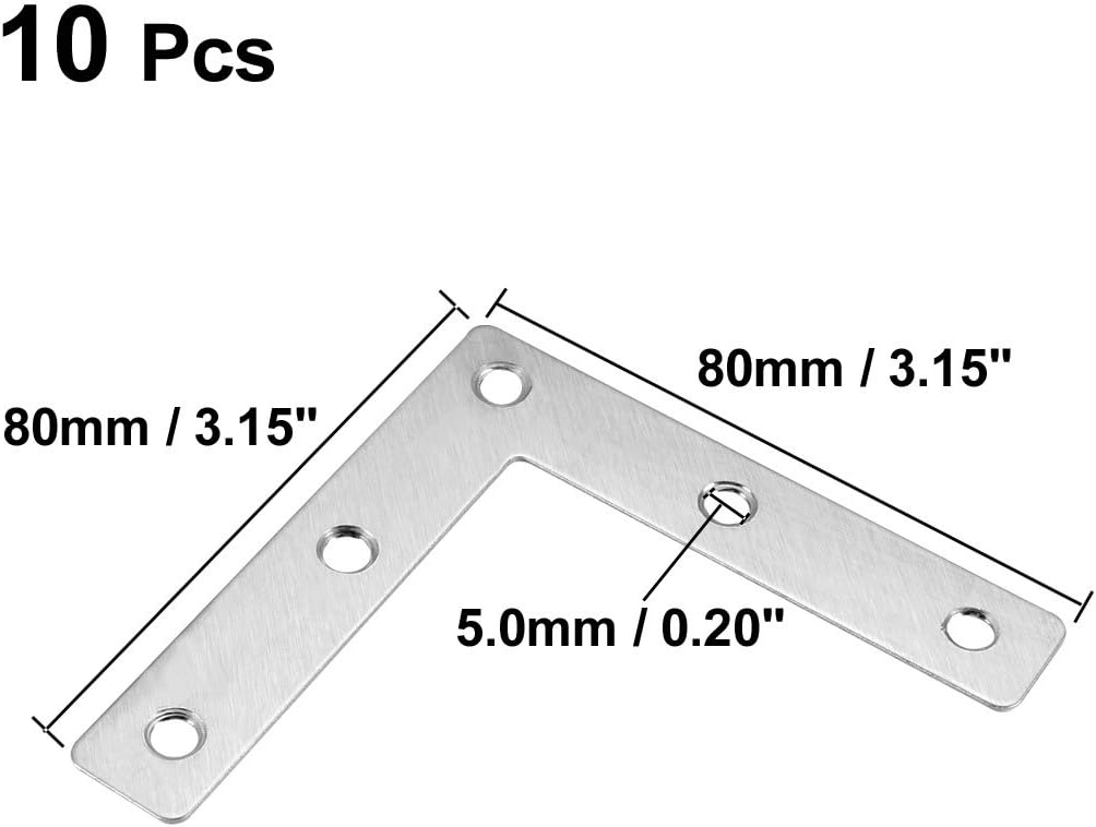 sourcingmap Flat Plate L Shape, 60mmx60mm, Stainless Steel 304 Angle ...
