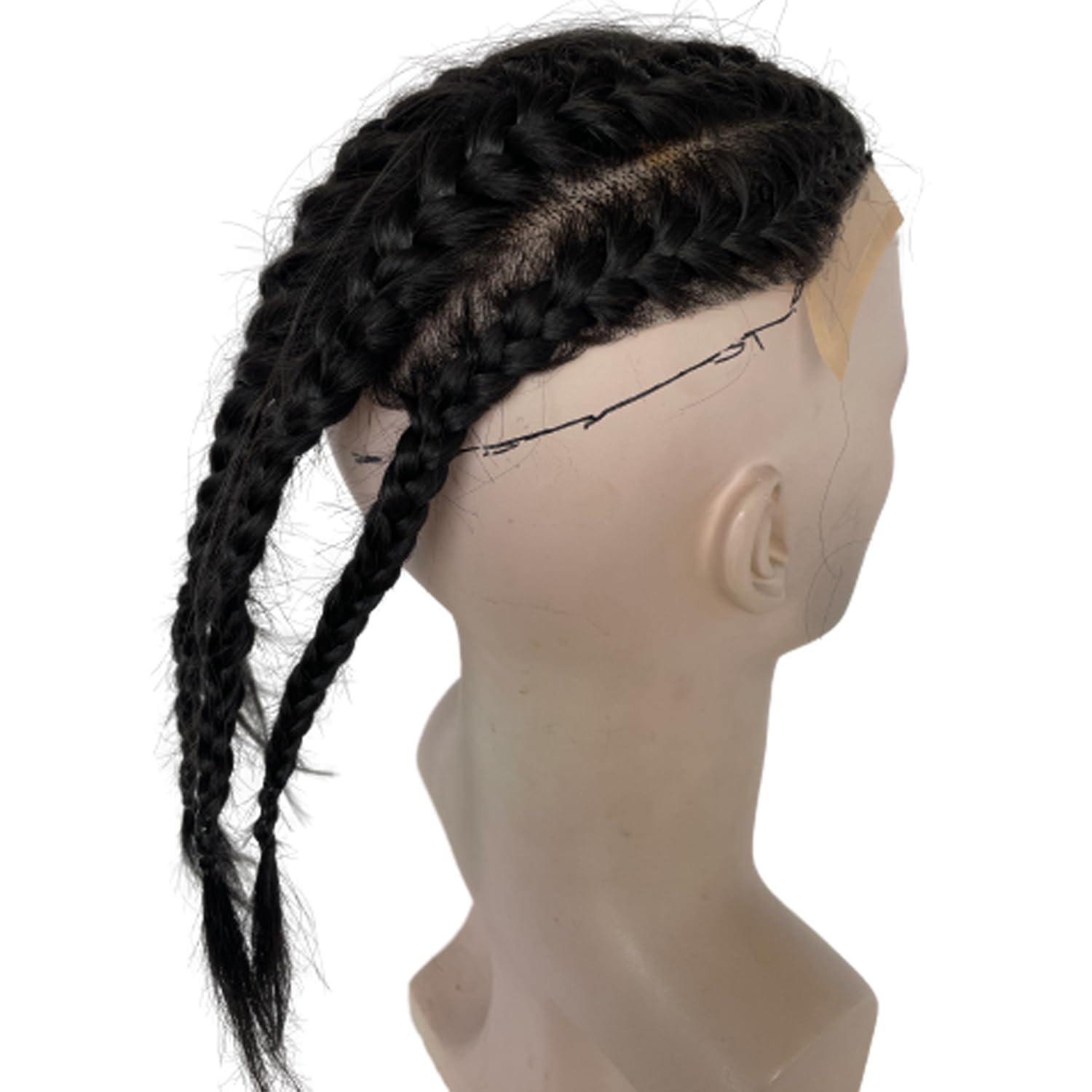 Mua Voloria 12" Long Braid Hair Men's Toupee Human Hair Replacement ...