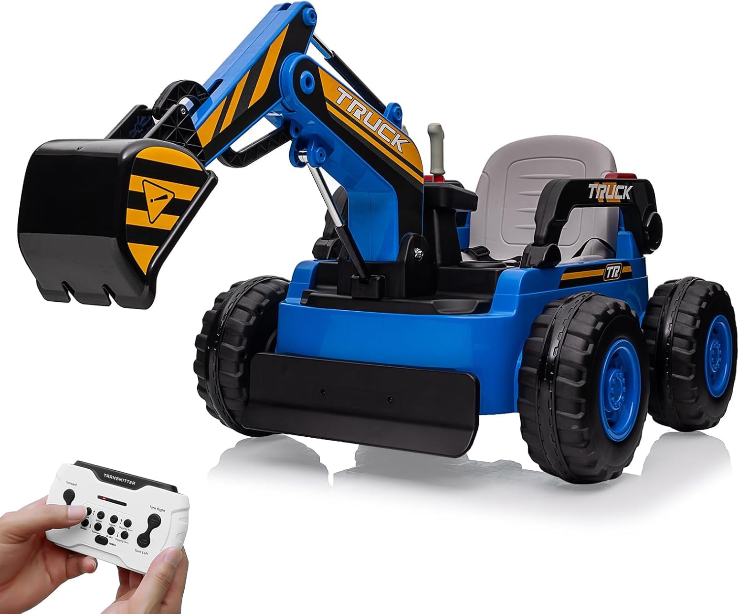 12V Kids Ride-On Excavator Digger Car – Remote Control Electric Digging ...