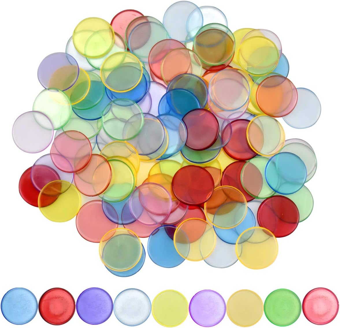 Dokpav 100 Pieces Transparent Counters Bingo Chips Plastic Counting ...