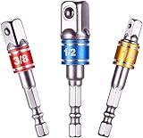 3PCS Impact Socket Adapter/Extension Set Turns Power Drill Into High Speed Nut Driver. 1/4", 3/8 ...