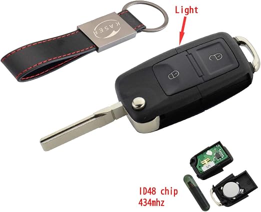 Llave para Volkswagen con Tarjeta Electrónica – 2 Botones para VW Skoda ...