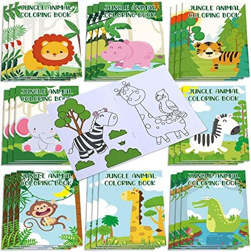 24 Pcs Coloring Books Jungle Safari Animals Party Favor Bulk for Kids ...