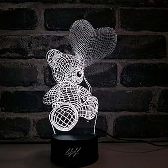 3D Lamp: Lunox Remote Controlled 3D Optical Illusion LED Teddy Bear ...