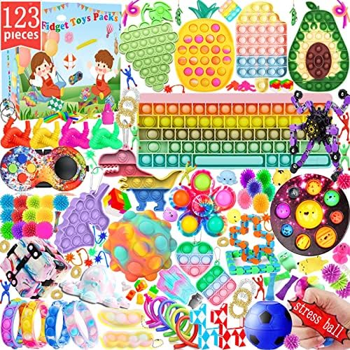 120 Pcs Fidget Toy Pack Fidget Pack Anti-Anxiety Tools,Pop Mini Fidget Block Set Stress Relief ...